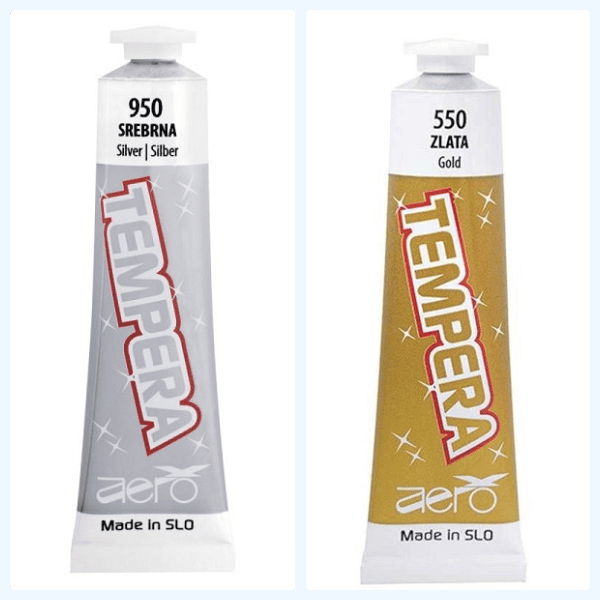 Tempera Aero metallic 42 ml-srebrna i zlatna